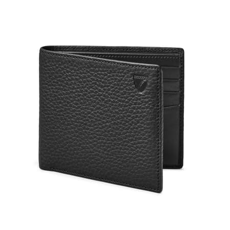 8 Card Billfold Wallet in Black Pebble | Aspinal of London