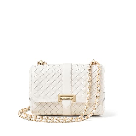Lottie Bag in Chalk White Woven Leather | Aspinal of London