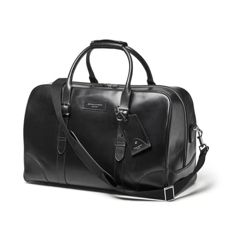 Harrison Large Weekender Travel Bag in Smooth Black | Aspinal