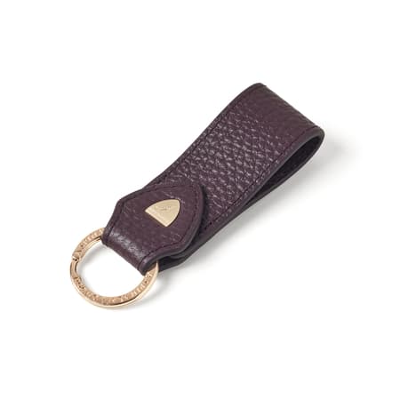 Small Leather Loop Keyring in Fig Pebble | Aspinal of London