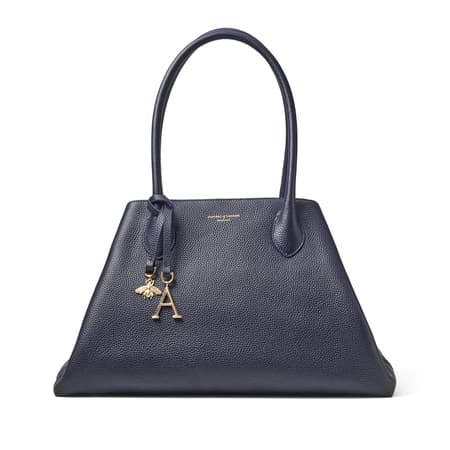 Large Paris Bag in Navy Pebble | Aspinal of London
