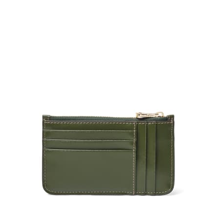 Ella Card & Coin Holder in Smooth Moss Green | Aspinal of London
