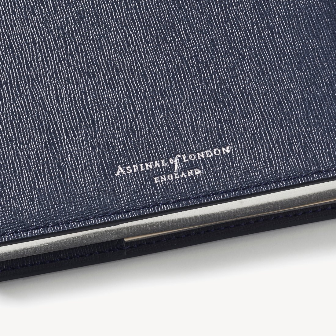 A5 Refillable Luxury Journal in Navy Saffiano | Aspinal of London