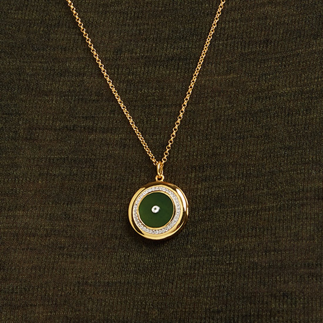 Green Aventurine Locket Necklace in 18ct Gold Vermeil | Aspinal