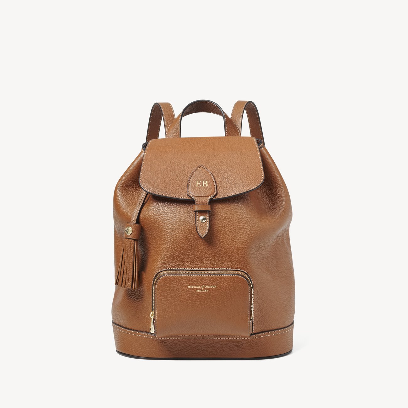 Hudson Small Backpack in Tan Milled Pebble | Aspinal of London