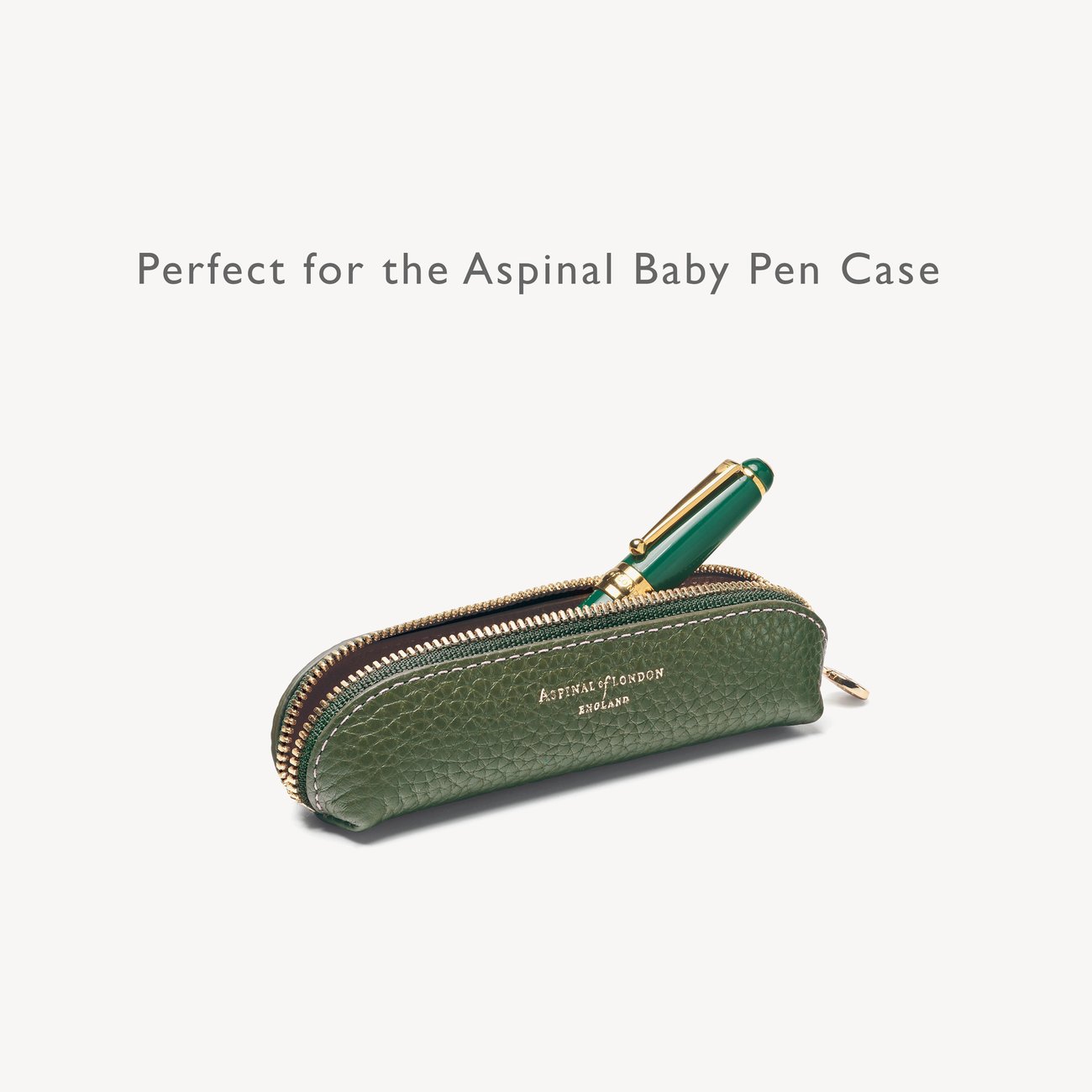 Baby Ballpoint Pen in Green Enamel on Gold Plate | Aspinal