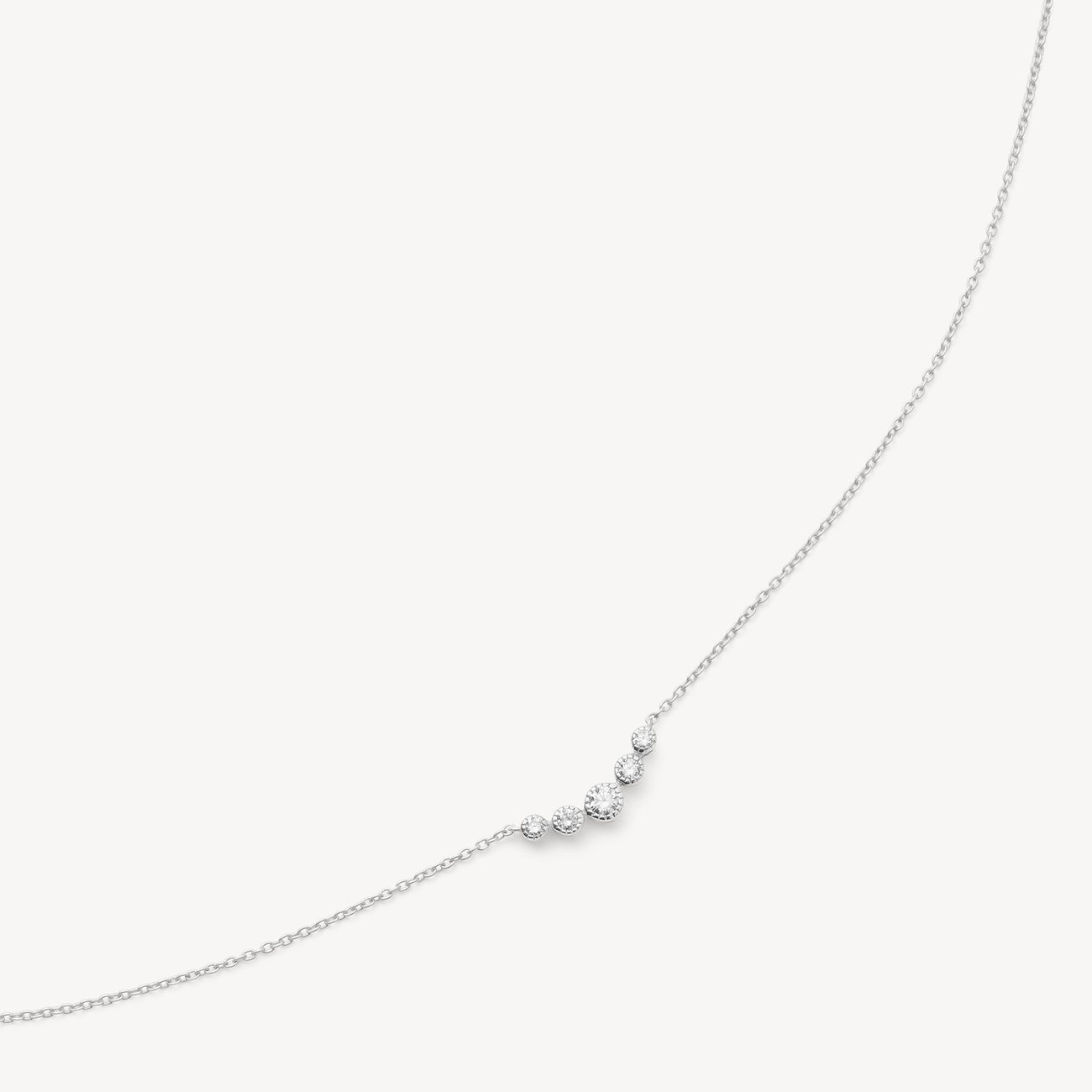 Graduating Diamond Necklace in Diamond 14ct White Gold | Aspinal