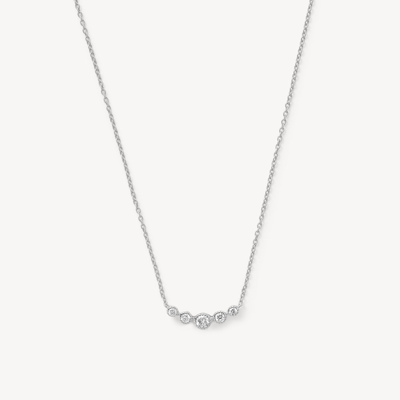 Graduating Diamond Necklace in Diamond 14ct White Gold | Aspinal