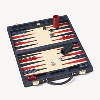 Navy Pebble 15-inch Backgammon Set | Aspinal of London