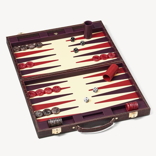 Amazon Brown Croc 17-inch Backgammon Set | Aspinal of London