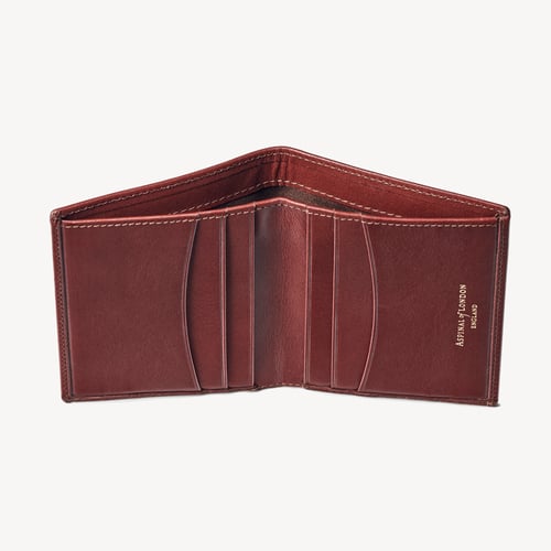 Cognac Credit Card Wallet with Notes Pocket | Aspinal of London