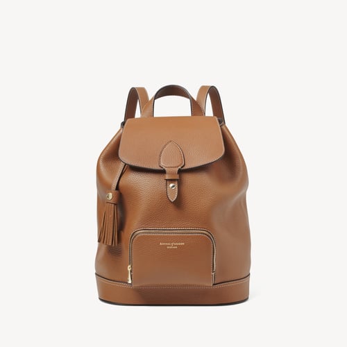 Hudson Small Backpack in Tan Milled Pebble | Aspinal of London