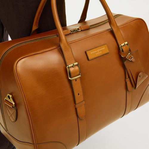 Harrison Large Weekender Travel Bag in English Tan | Aspinal
