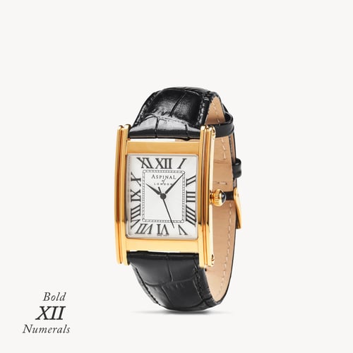 Men's Mayfair® Watch in Black Croc & 23ct Gold Plated | Aspinal