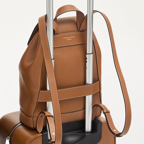 Hudson Small Backpack in Tan Milled Pebble | Aspinal of London