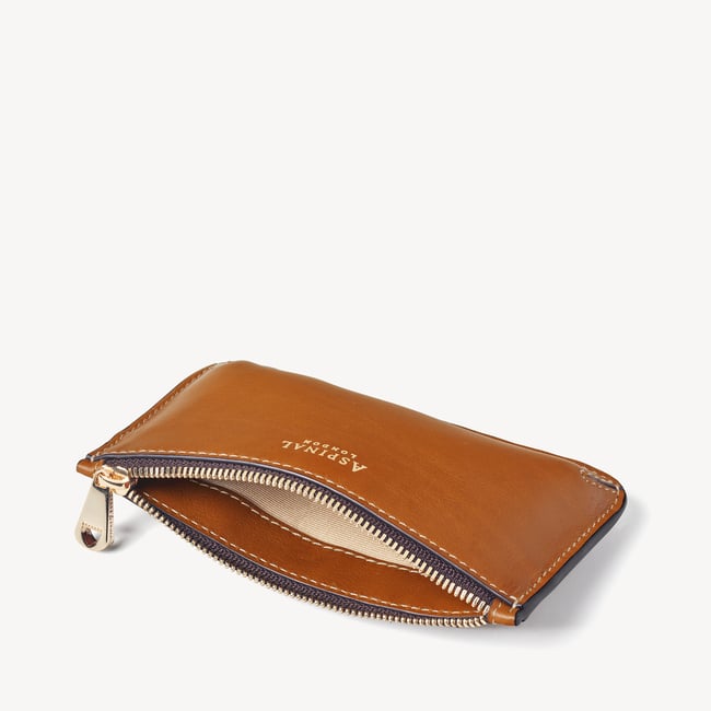 Ella Card & Coin Holder in Smooth Tan | Aspinal of London