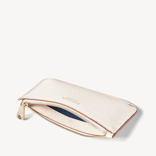 Ella Card & Coin Holder in Ivory Pebble | Aspinal of London