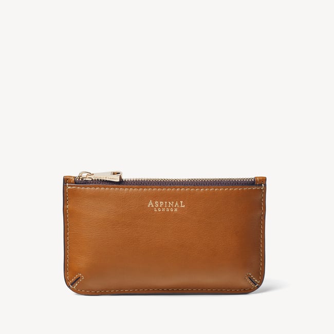 Ella Card & Coin Holder in Smooth Tan | Aspinal of London