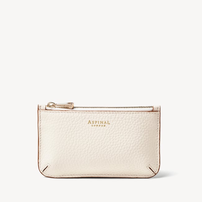 Ella Card & Coin Holder in Ivory Pebble | Aspinal of London