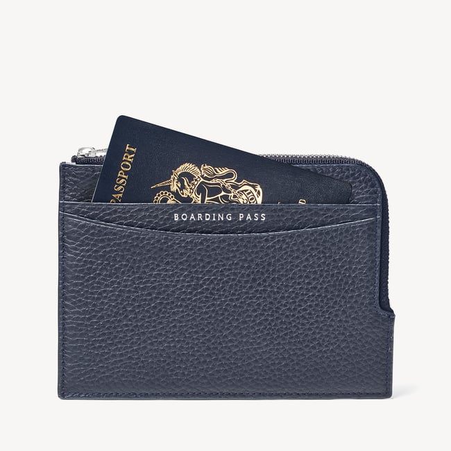 Zipped Travel Wallet in Navy Pebble | Aspinal