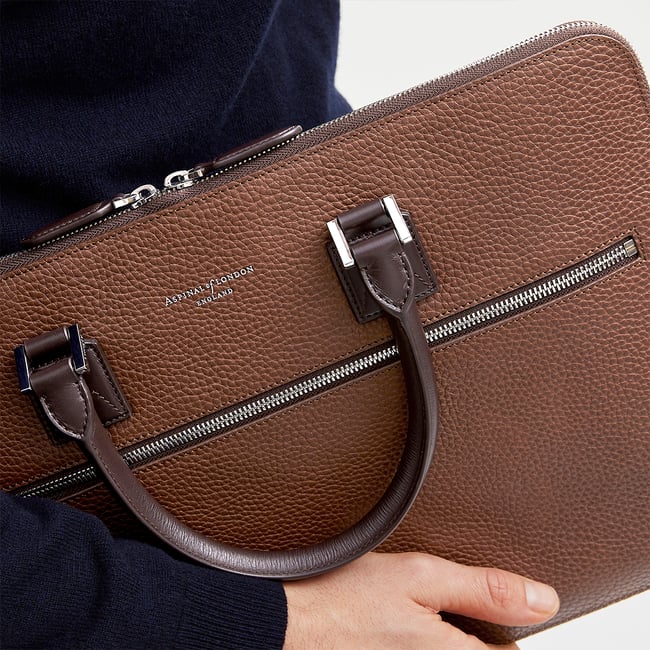 Connaught Folio in Tobacco Pebble | Aspinal of London