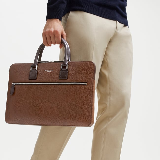 Connaught Folio in Tobacco Pebble | Aspinal of London