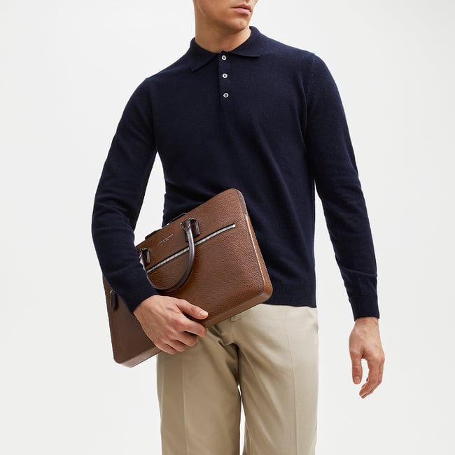 Connaught Folio in Tobacco Pebble | Aspinal of London