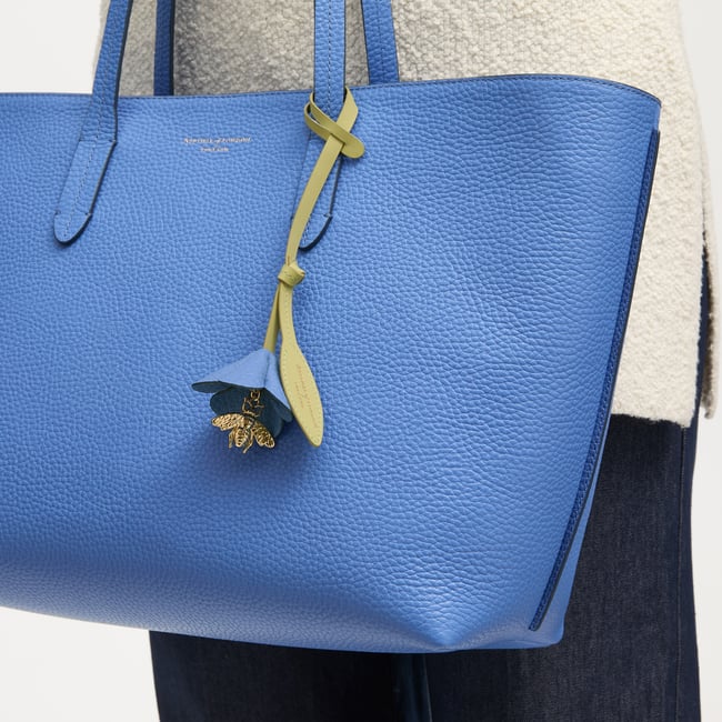 Wildflower & Bee Charm in Capri Blue Pebble | Aspinal of London