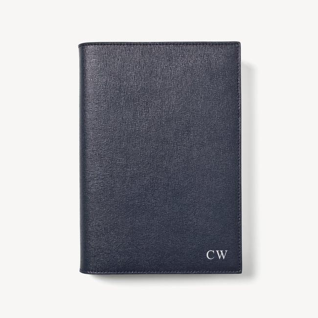A5 Refillable Luxury Journal in Navy Saffiano | Aspinal of London