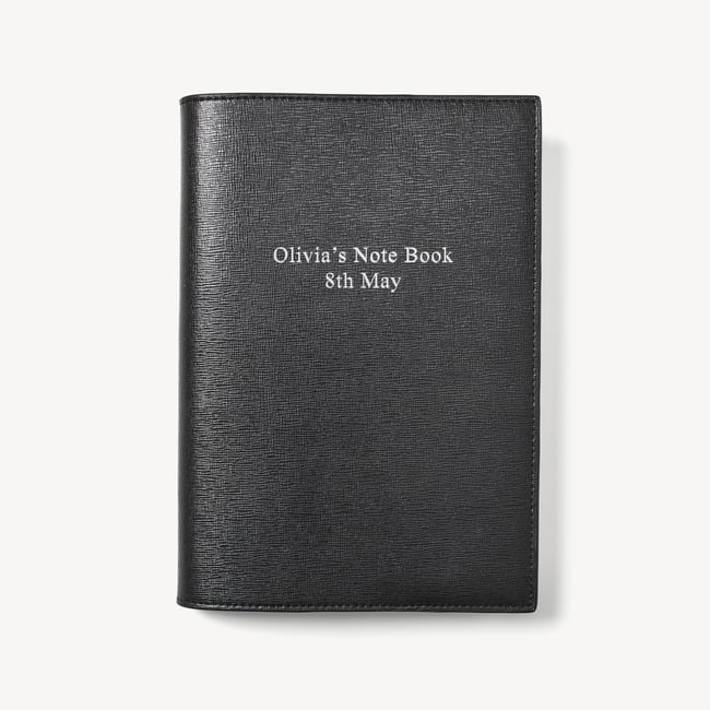 A5 Refillable Luxury Journal in Black Saffiano | Aspinal