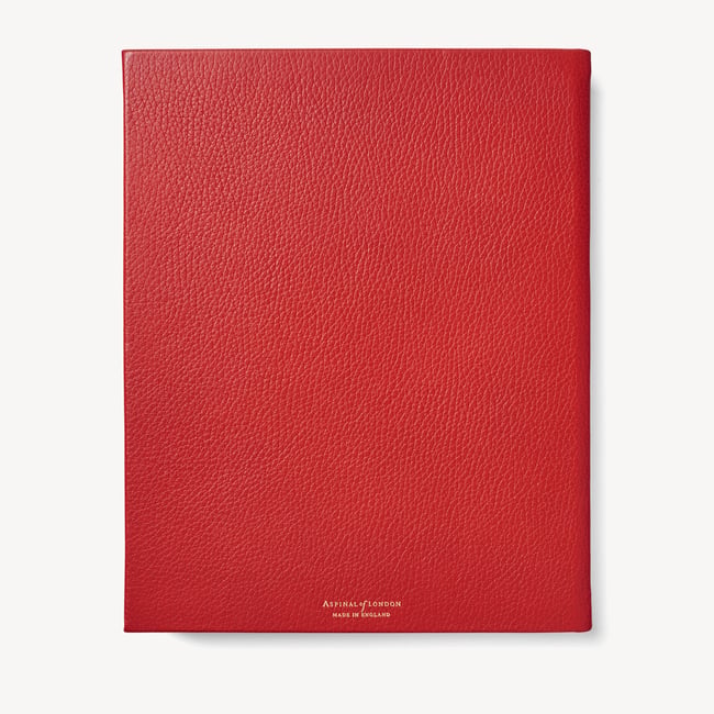 2026 A4 Week to View Leather Diary in Red Pebble | Aspinal