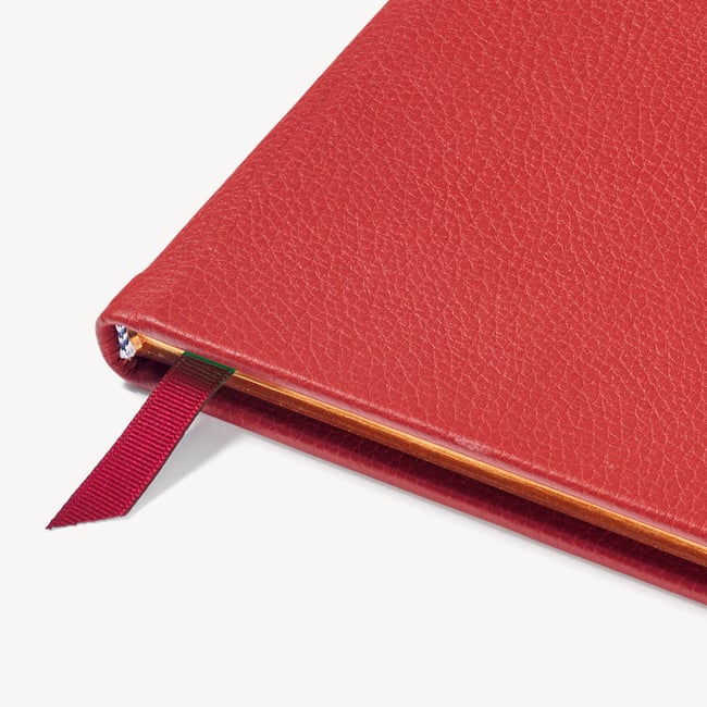2026 A4 Week to View Leather Diary in Red Pebble | Aspinal