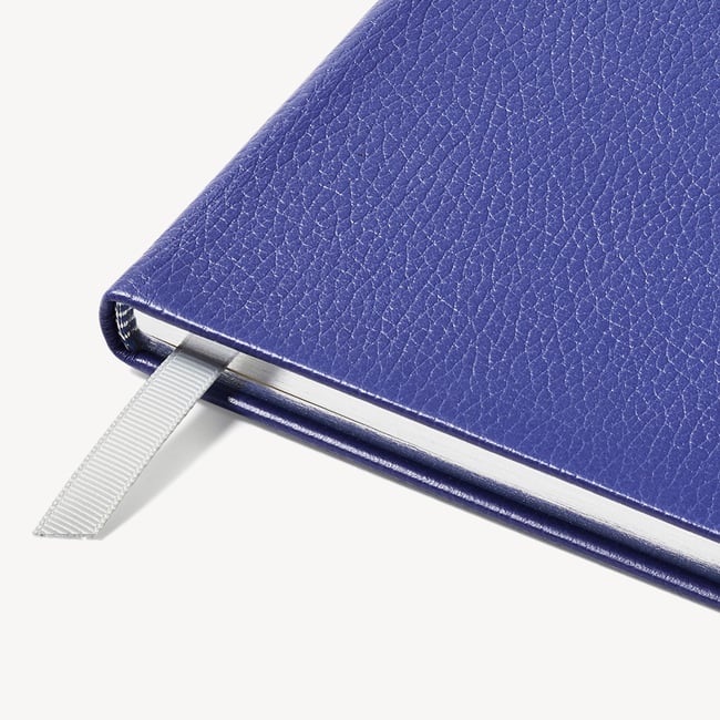 2026 A5 Week to View Leather Diary in Blue Pebble | Aspinal