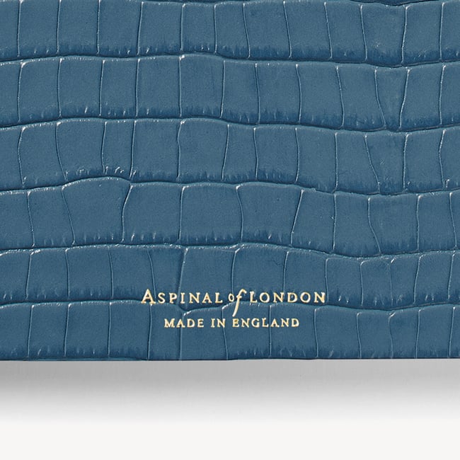 2026 A5 Day to Page Leather Diary in Peacock Blue Croc | Aspinal