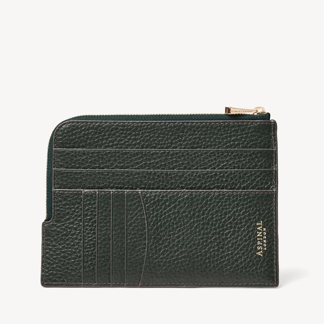 Zipped Travel Wallet in Alpine Green Pebble | Aspinal of London