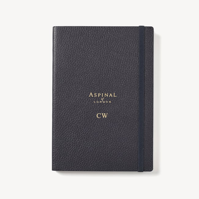 A5 Softback Notebook in Navy Pebble | Aspinal of London