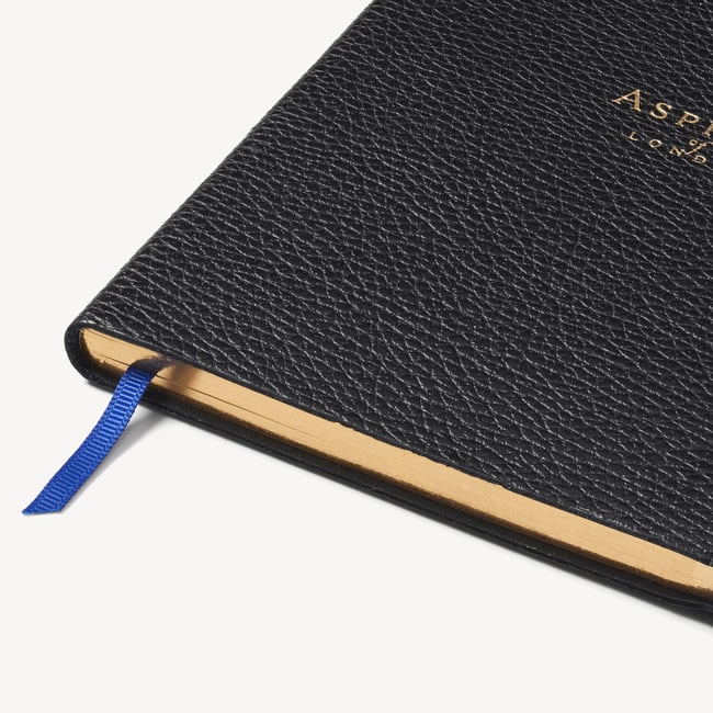 A5 Softback Notebook in Black Pebble | Aspinal of London