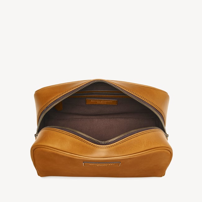 Harrison Toiletry Bag in Smooth English Tan | Aspinal of London