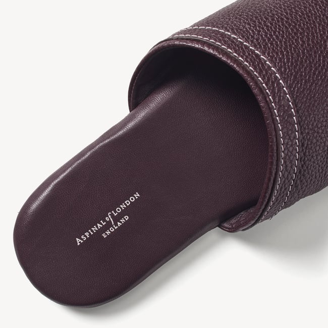 Hudson Travel Slippers in Wine Milled Pebble | Aspinal of London