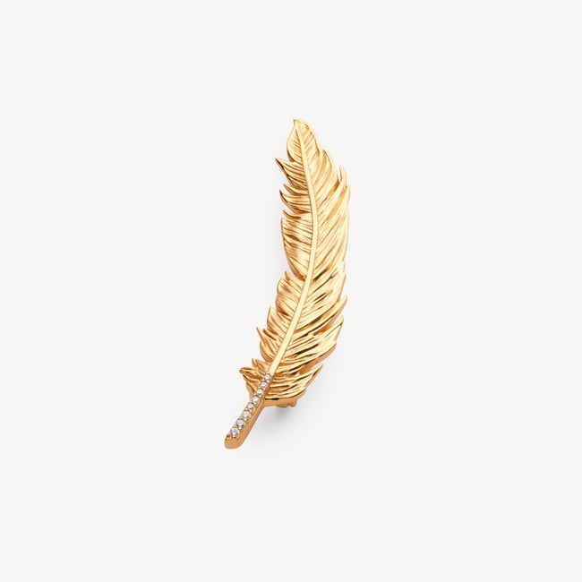 Feather Brooch in 18ct Gold Plated | Aspinal of London