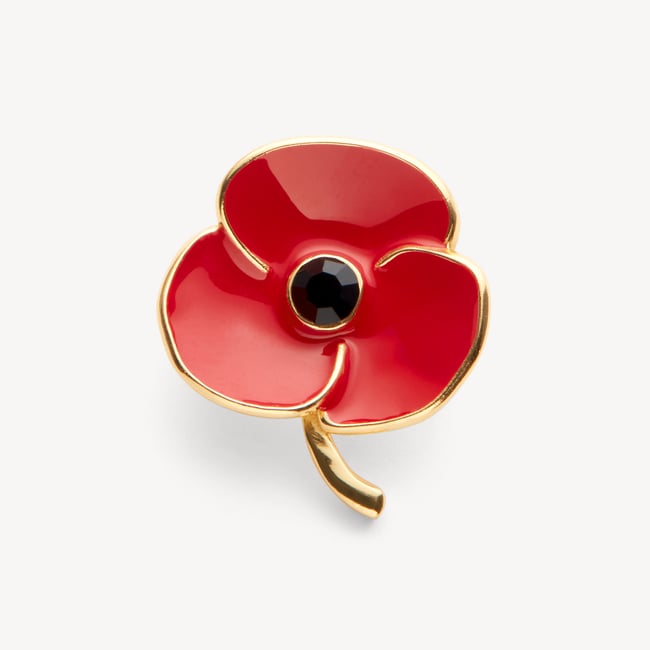 Poppy Brooch in Red Enamel & 18ct Gold Plated | Aspinal of London