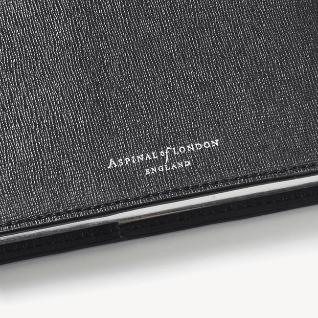 A5 Refillable Luxury Journal in Black Saffiano | Aspinal