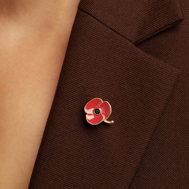 Poppy Brooch in Red Enamel & 18ct Gold Plated | Aspinal of London