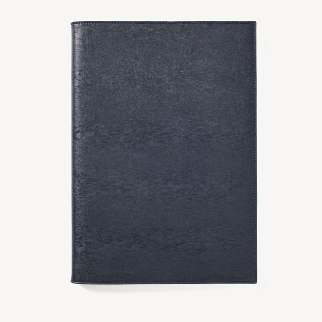 A4 Refillable Luxury Journal in Navy Saffiano | Aspinal of London