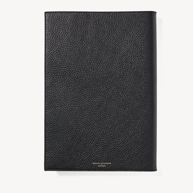 A4 Refillable Luxury Journal in Black Pebble | Aspinal of London