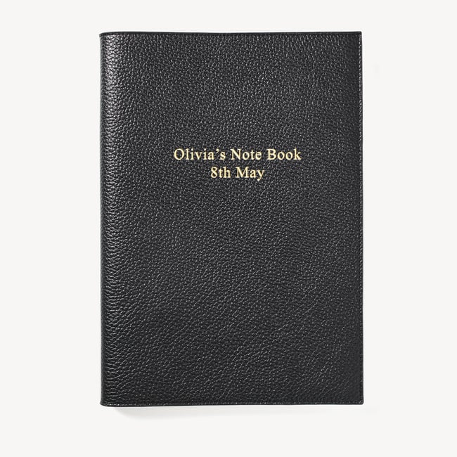 A4 Refillable Luxury Journal in Black Pebble | Aspinal of London