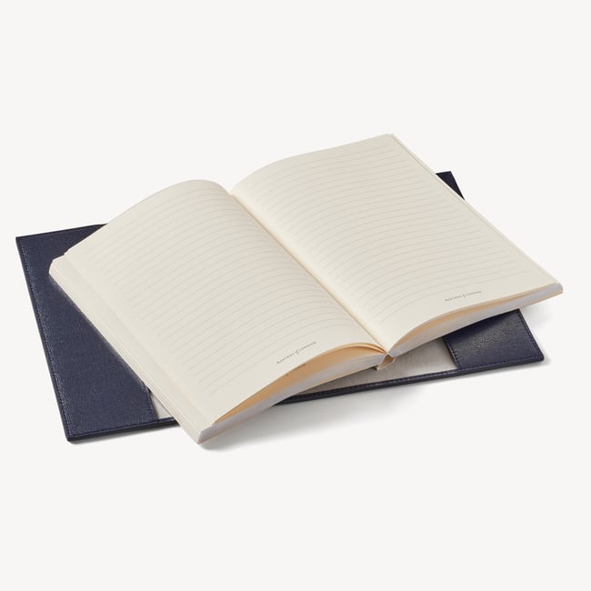 A5 Refillable Luxury Journal in Navy Saffiano | Aspinal of London