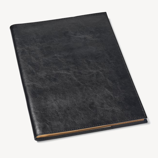 A4 Refillable Leather Journal in Black | Aspinal of London