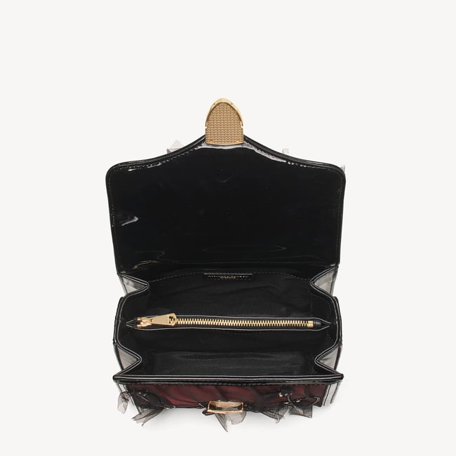 Midi Mayfair® in Burgundy Satin with Hand Embroidered Black Tulle