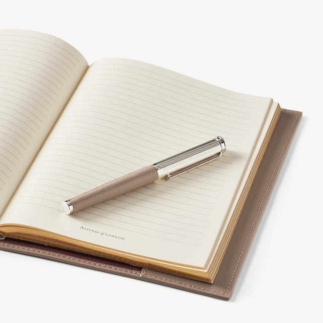 A5 Refillable Journal & Pen Set in Moleskin Saffiano | Aspinal